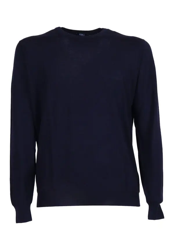 Fedeli Crew Neck Knitted Sweater - Blu