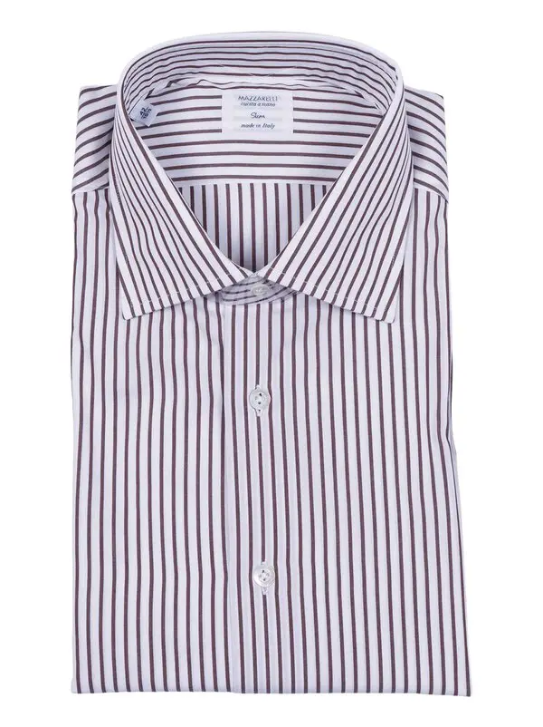 MAZZARELLI CAMICIE Striped Slim-fit Shirt - Red