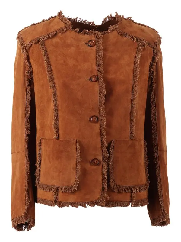 BULLY Goat Suede Leather Jacket - Red