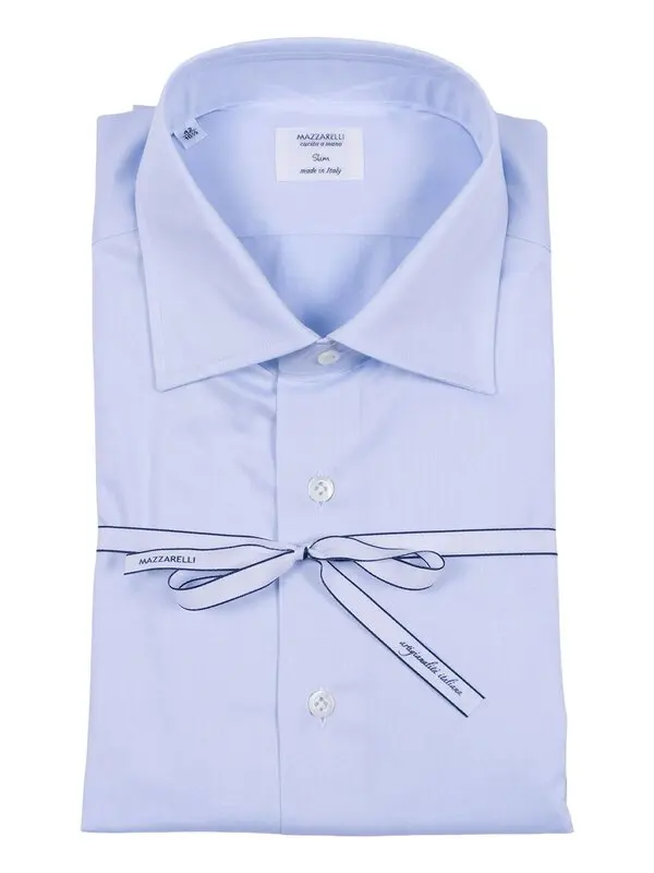 MAZZARELLI CAMICIE Cotton Slim Fit Shirt - Blue