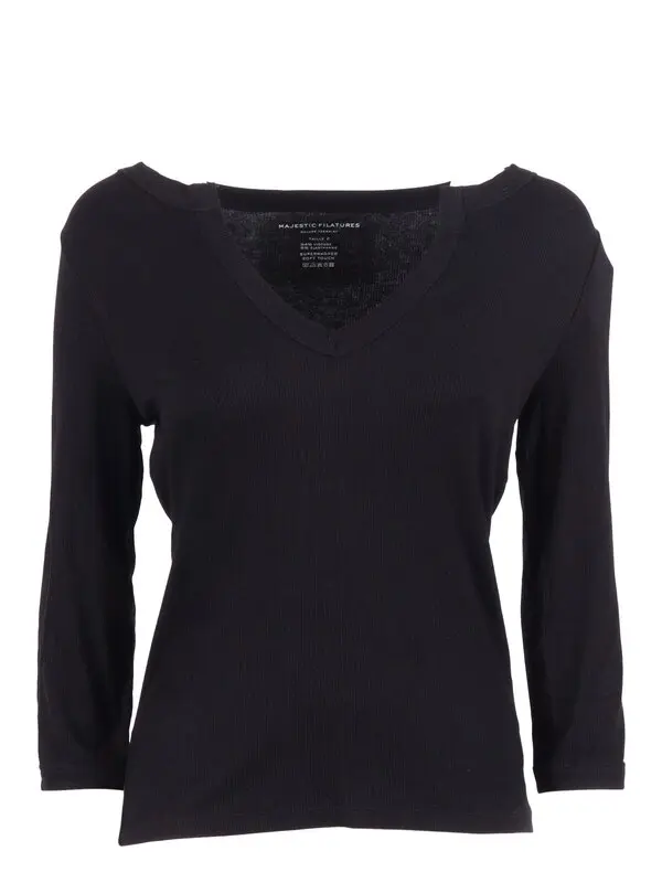 Majestic Filatures V-neck 3/4 Sleeve T-shirt - Red