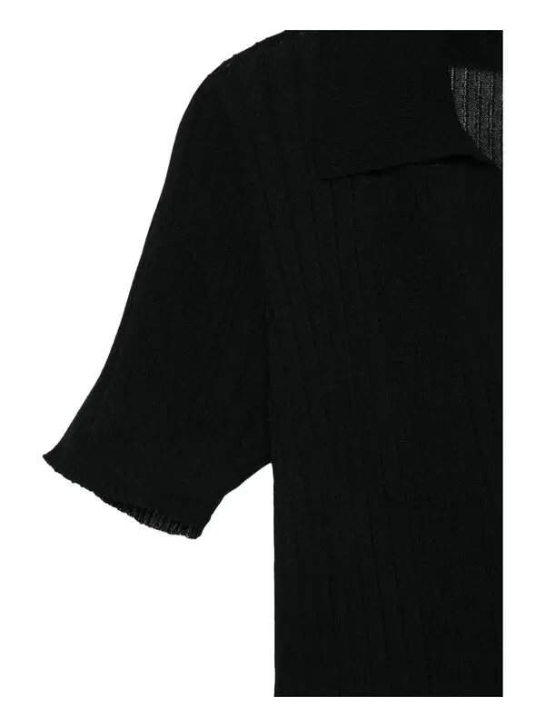 ROBERTO COLLINA Contrast-stitch Ribbed Polo - Black