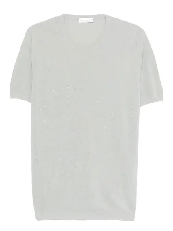 ROBERTO COLLINA Short Sleeve Cotton Blend Sweater - Grey