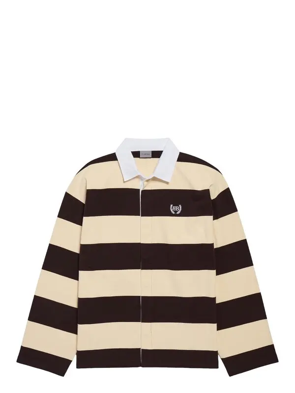Balenciaga Big Stripes Jersey Polo Shirt - Brown