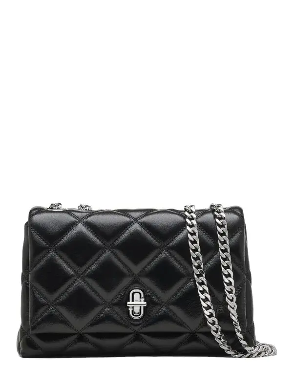Marc Jacobs Quilted Shoulder Bag With Chain Strap - Black