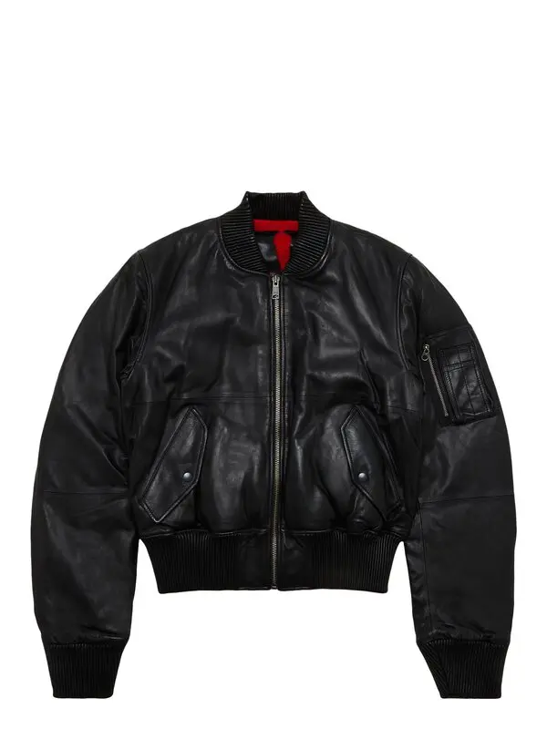 VLONE Leather Bomber Jacket - Black