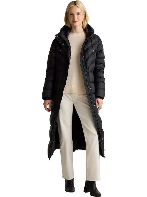 Quince Belted Puffer Maxi Coat - Black