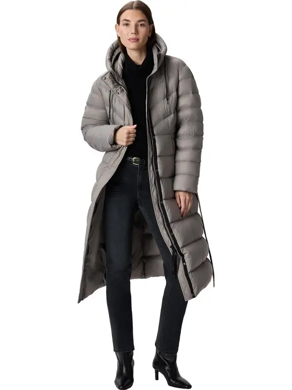 Quince Belted Puffer Maxi Coat - Morel Grey
