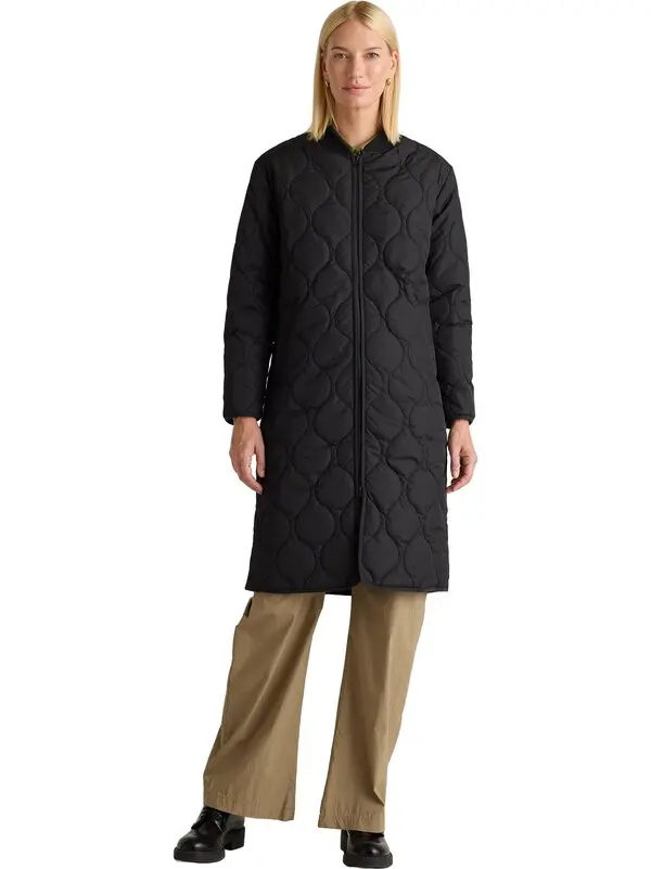 Quince Featherless Quilted Puffer Long Coat - Black