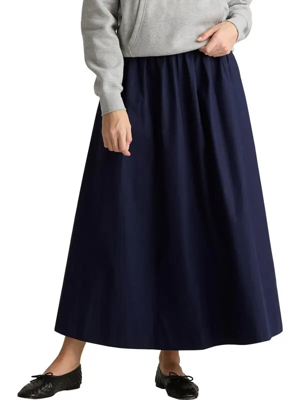 Quince Organic Cotton Poplin A-line Maxi Skirt - Navy