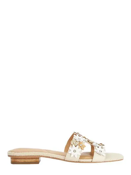 DUNE Loupes Floral Leather Sandals - Ecru Leather