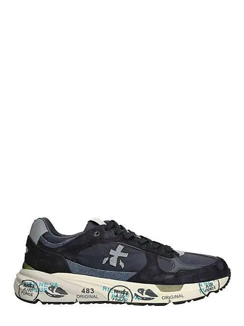 Premiata Mase Suede And Woven Trainers - Navy