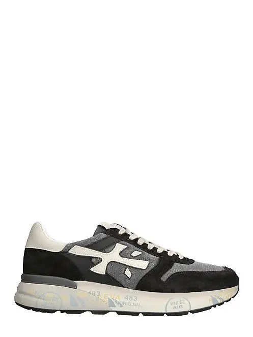 Premiata Mick Suede And Woven Trainers - Blk/white