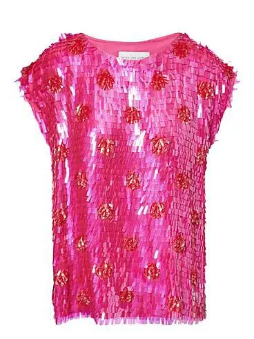 Dries Van Noten Sleeveless Sequin-embellished Silk Top - Fuchsia