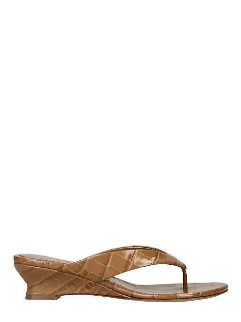 Le Monde Beryl Micro Wedge Leather Wedge Sandals - Brown