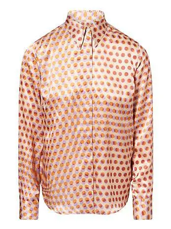 Dries Van Noten Polkadot Long-sleeve Silk Shirt - Old Rose