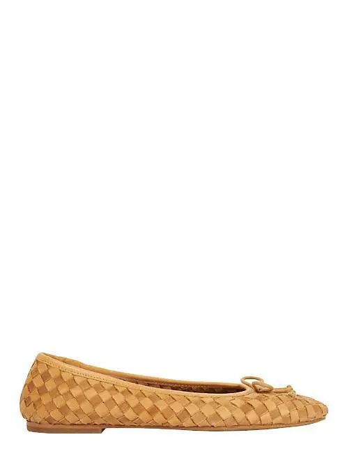 DUNE Heat Woven Leather Ballet Flats - Tan Leather Mix