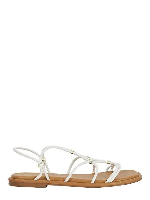 DUNE Leola Leather Strappy Sandals - White Leather