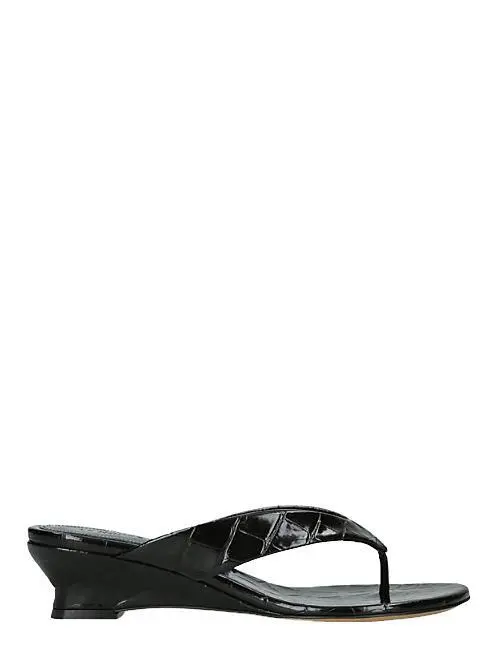 Le Monde Beryl Micro Wedge Leather Sandals - Black