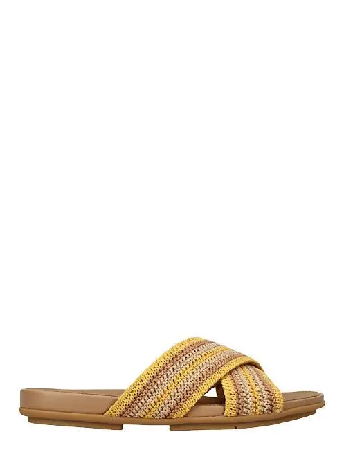 Fitflop Gracie Stripe Woven Slides - Tan Comb