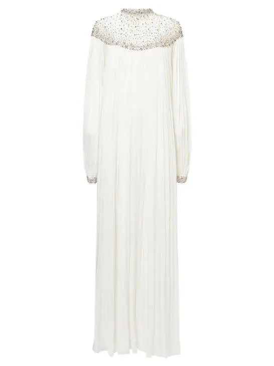 Costarellos Ellima Crystal-embellished Satin Gown - Off White