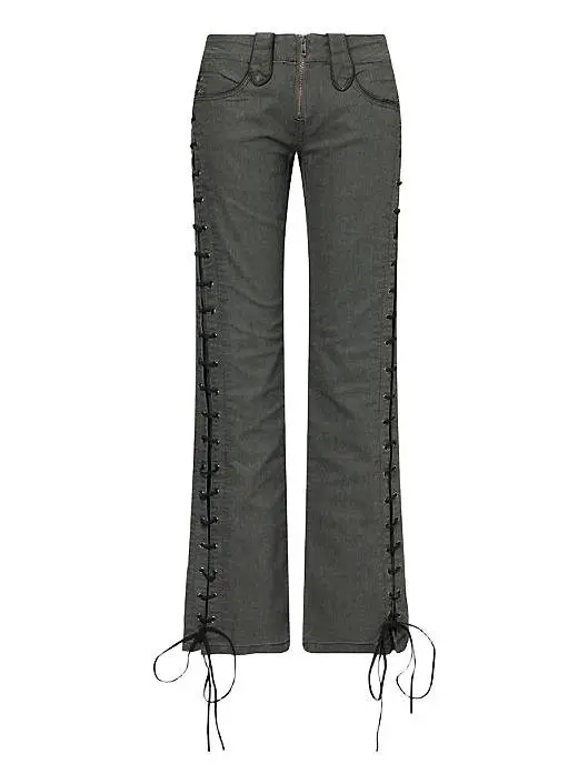 JADED LONDON Lace-up Bootcut Stretch-denim Jeans - Grey