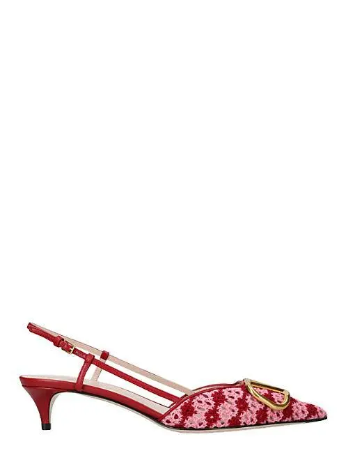 Valentino Garavani Vlogo Crochet Slingbacks - Pink Comb