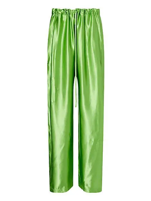 Khaite Rohen Drawstring Satin Trousers - Absinthe