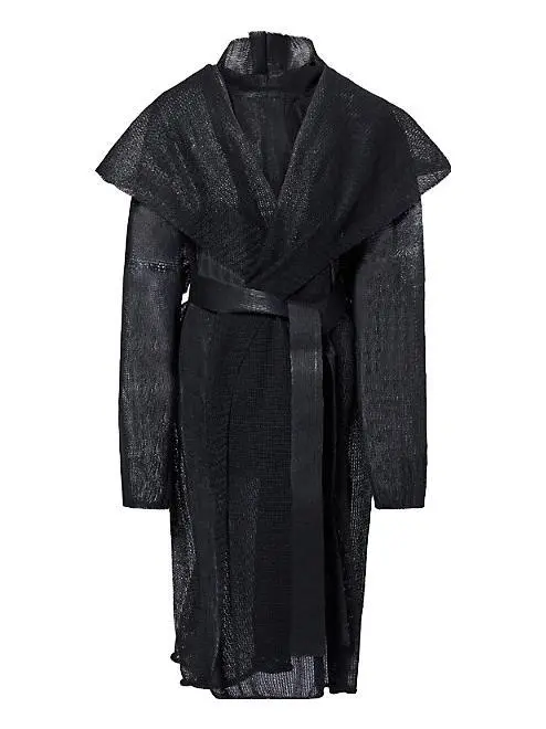 Issey Miyake Cialda Oversized Linen-blend Coat - Dark Navy