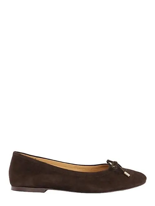DUNE Hali Suede Ballet Flats - Brown Suede