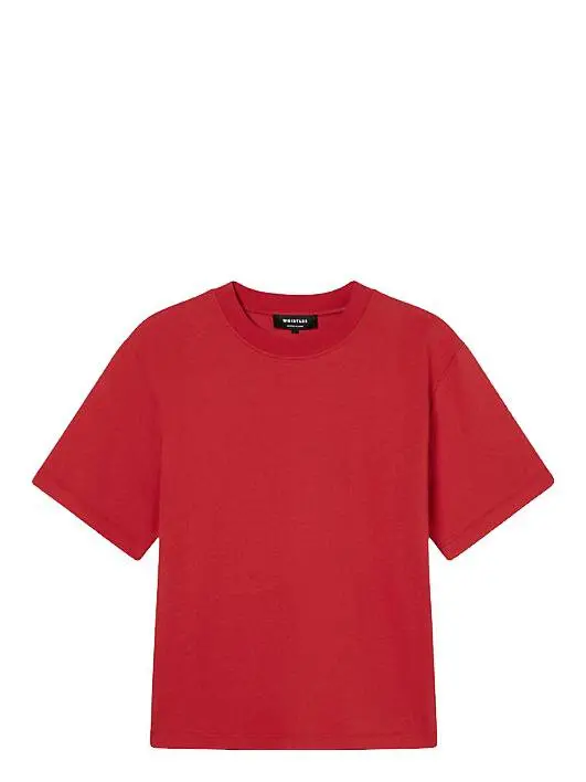 Whistles Posie Double-trim Short-sleeve Cotton T-shirt - Red