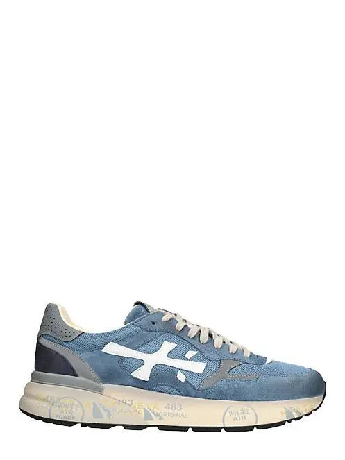 Premiata Mick Suede And Woven Trainers - Blue