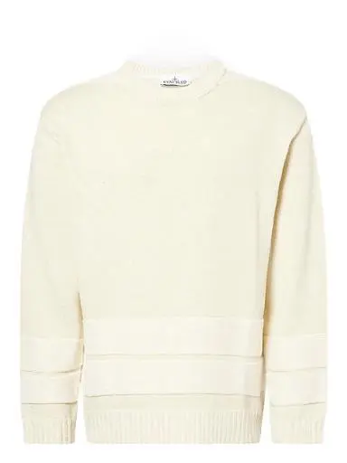 Stone Island Marina Logo Cotton-and-linen Jumper - Ivory Melange