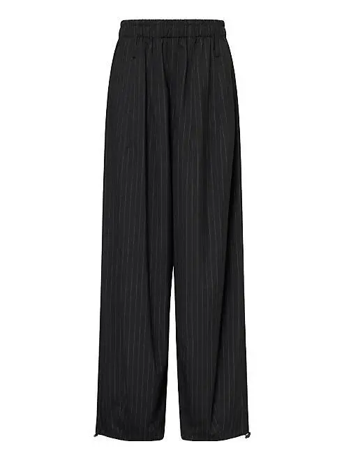 THE FRANKIE SHOP Oakdale Wide-leg Woven Track Pants - Black/white Pinstripe