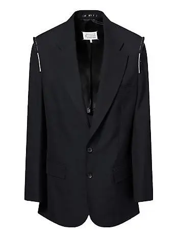 MAISON MARGIELA Raw-edge Single-breasted Wool Blazer - Black