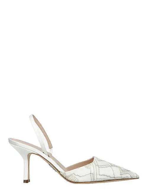 Rodo Assia 80 Satin Slingbacks - Beige Comb