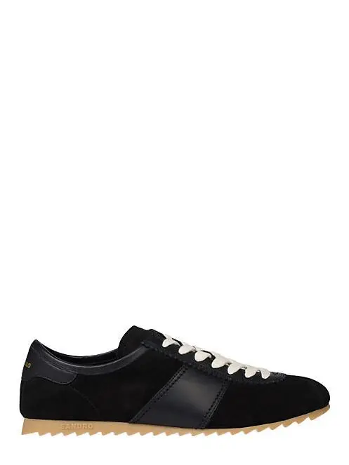 Sandro Leather And Suede Trainers - Black