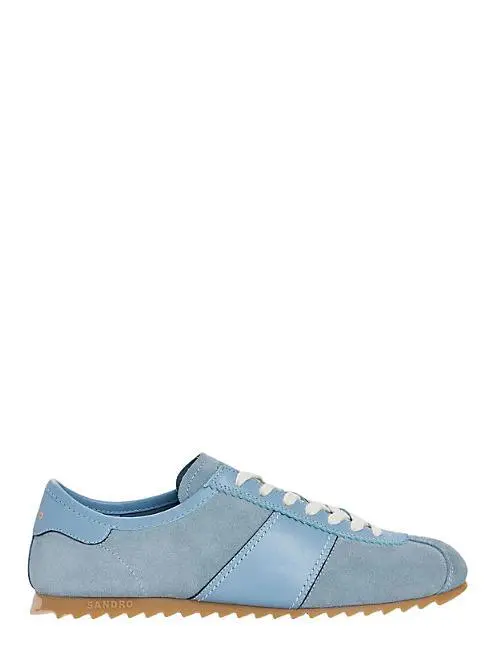 Sandro Leather And Suede Trainers - Blue Sky