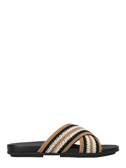 Fitflop Gracie Stripe Woven Slides - Black/comb