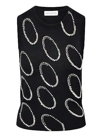 Dries Van Noten Crystal-embellished Merino Wool Vest - Black