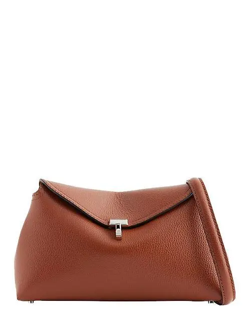 TOTEME T-lock Flap Leather Clutch - Sienna