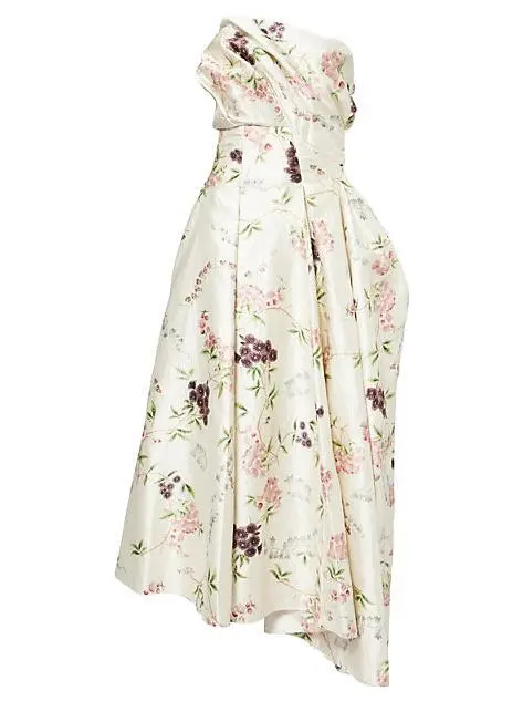 Erdem Floral-print Cloud Satin Midi Dress - Multi White