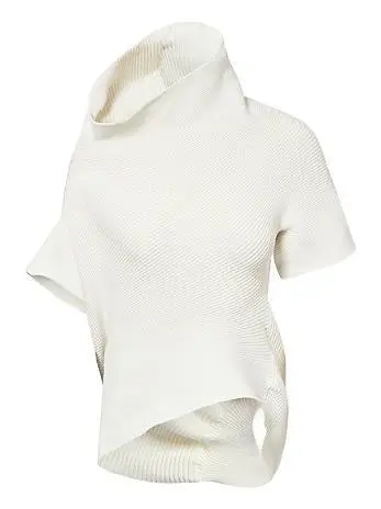 Issey Miyake Life Form Asymmetric Knitted Top - Off-white