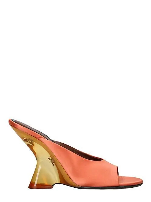 Dries Van Noten Sculptural 105 Leather Wedge Mules - Rust