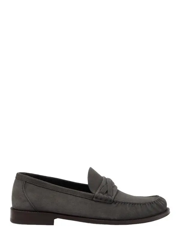 Brunello Cucinelli Suede Penny Loafers - Grey