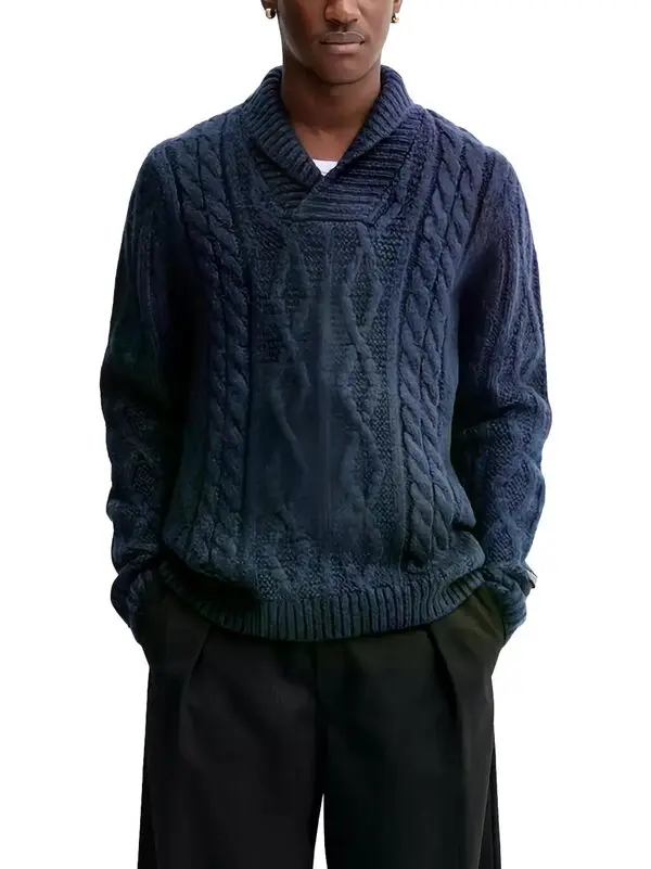 LEVI'S Cable-knit Shawl-collar Sweater - Blue