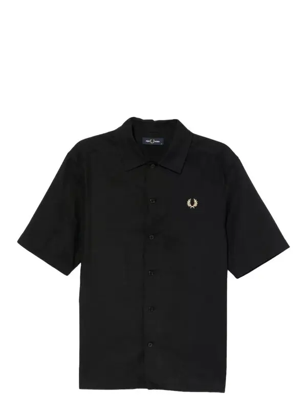 Fred Perry Basket-weave Shirt - Black