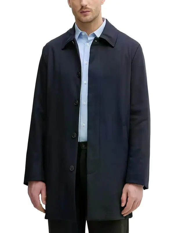 TRUSSARDI Collared Buttoned Coat - Blue