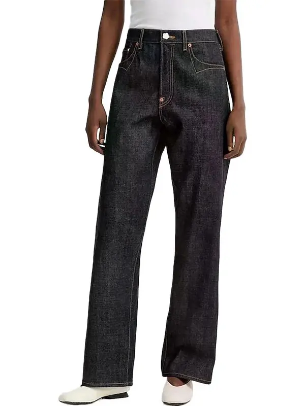 Kenzo Low-waist Japanese Denim Jeans With Contrast Stitching - Blue