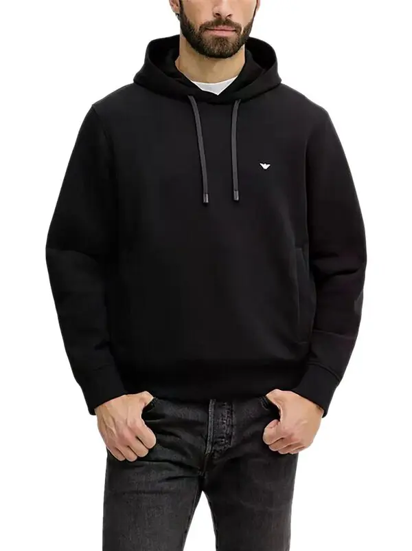 Emporio Armani Logo Detail Hoodie - Black